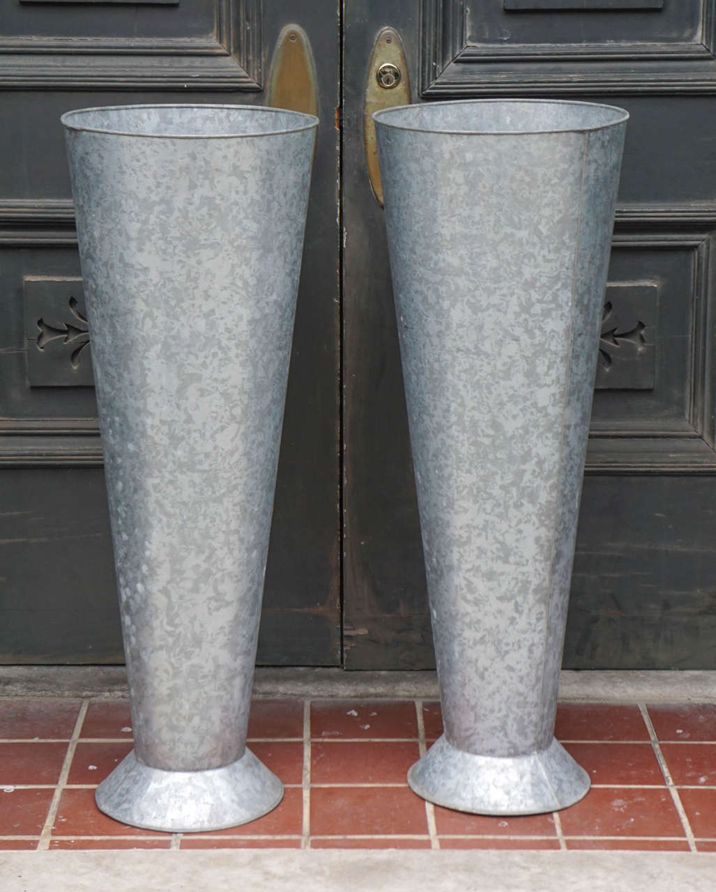 Pair of 20th Century Large Galvanized Zinc French Flower Planters at ...
