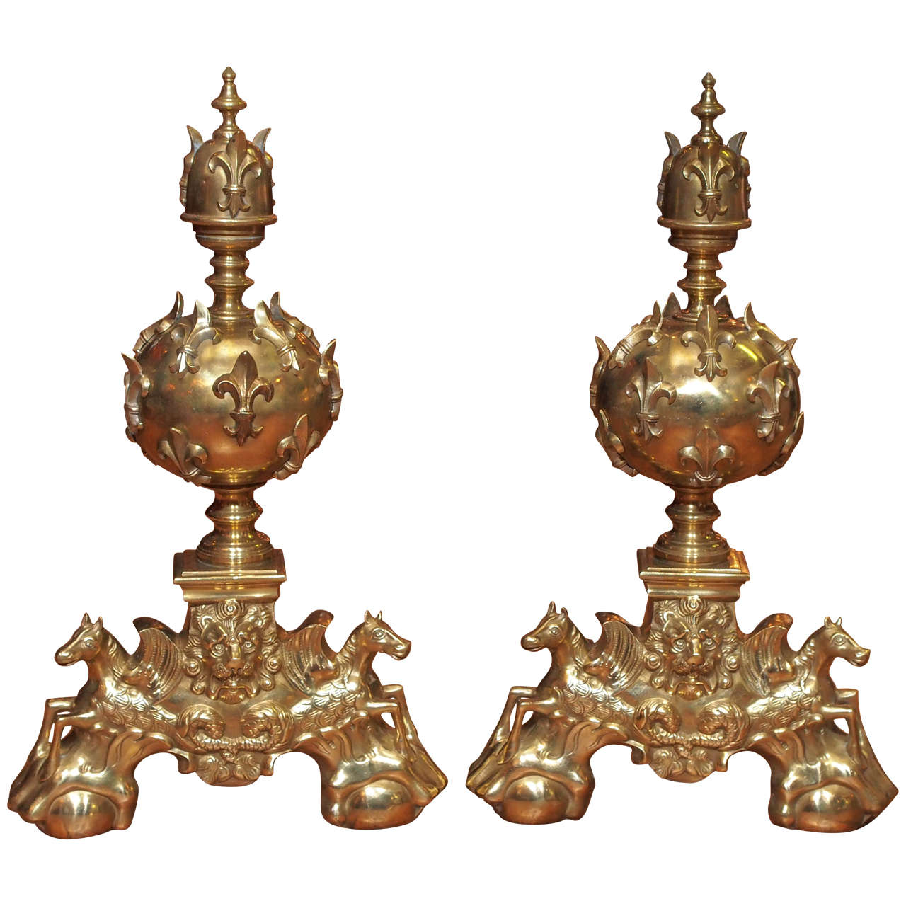 Antique French Bronze Andirons For Sale at 1stDibs
