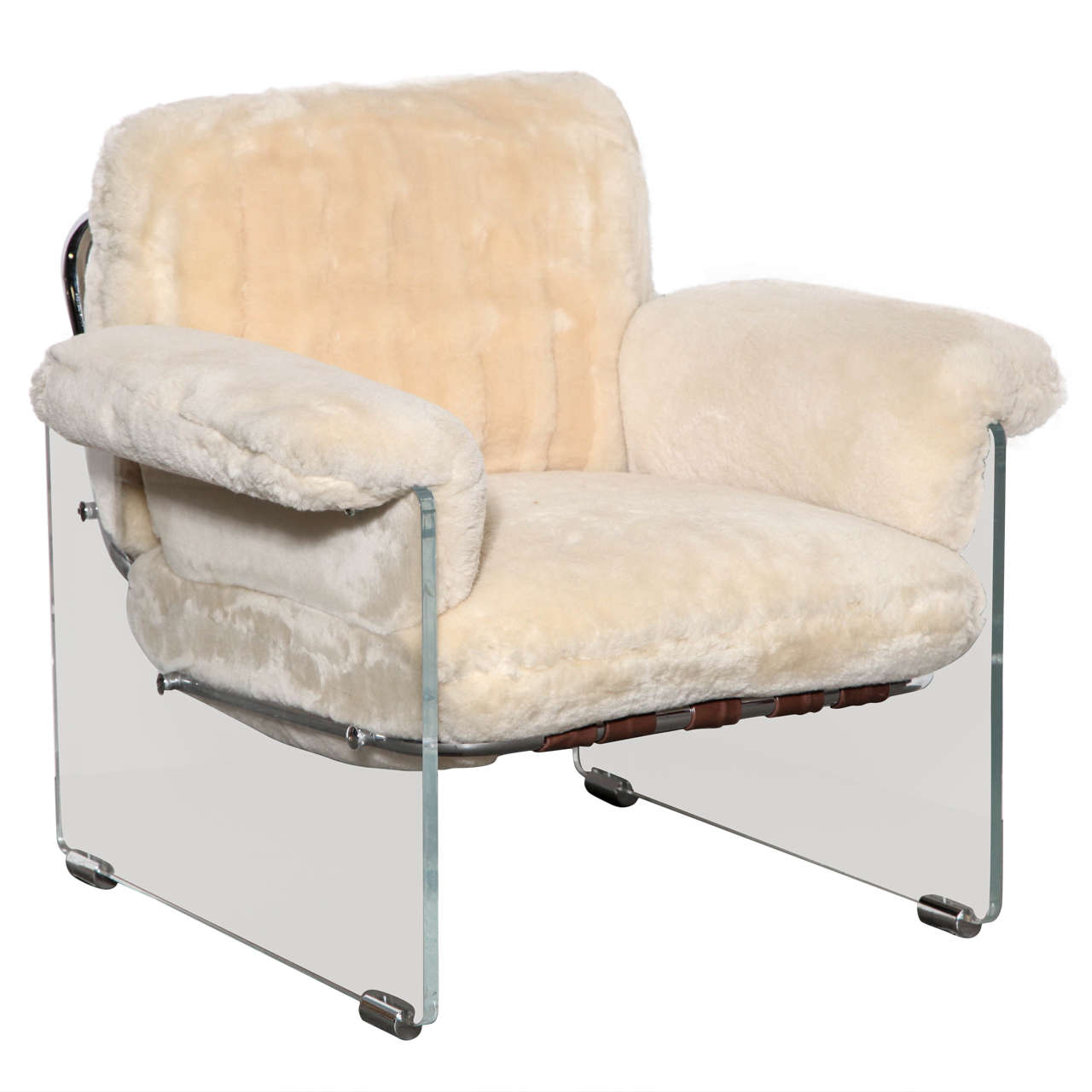 Pace Argenta Lucite and Shearling Floating Club Chair at 1stDibs