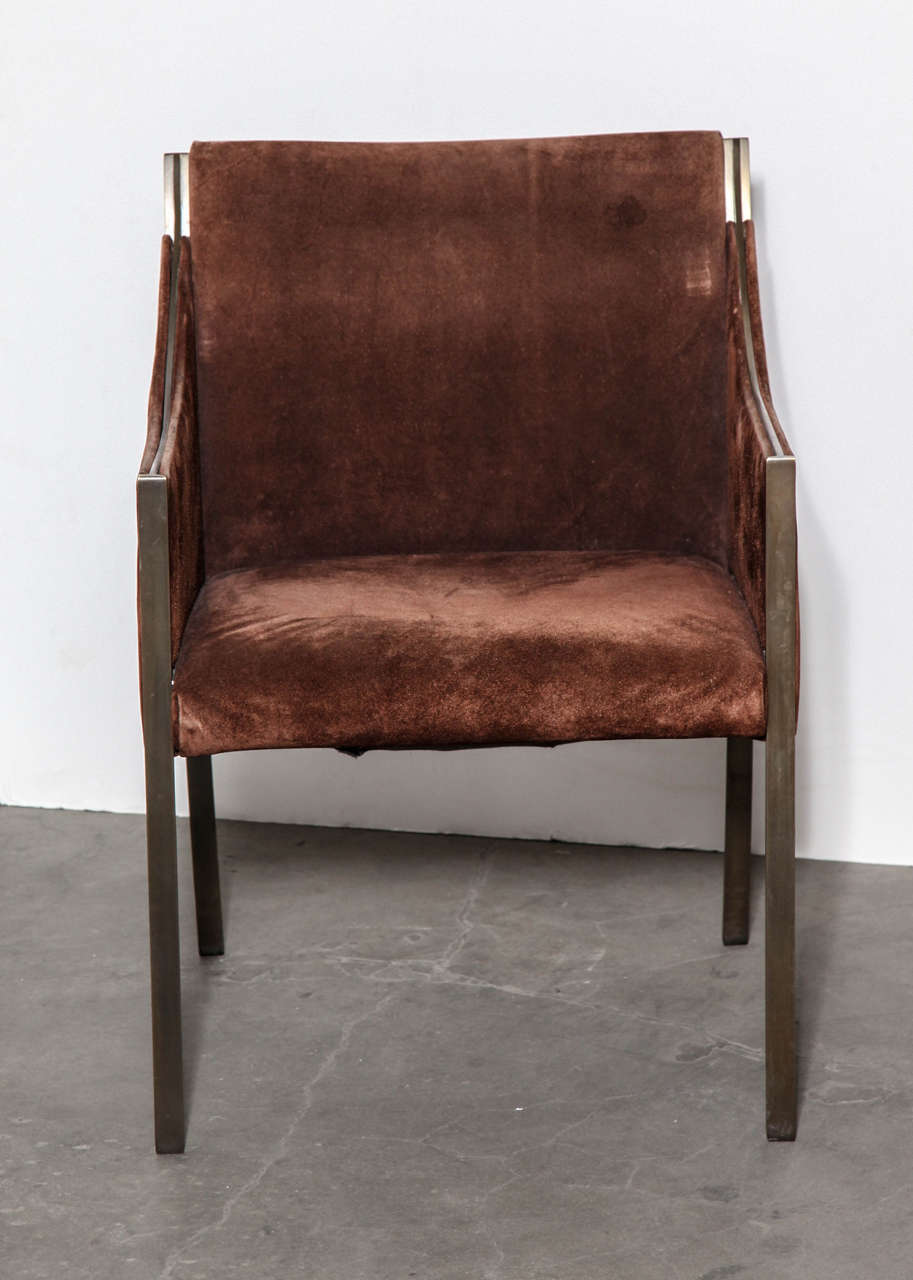 Pair of 1960s Bronze and Brown Suede Chairs at 1stDibs