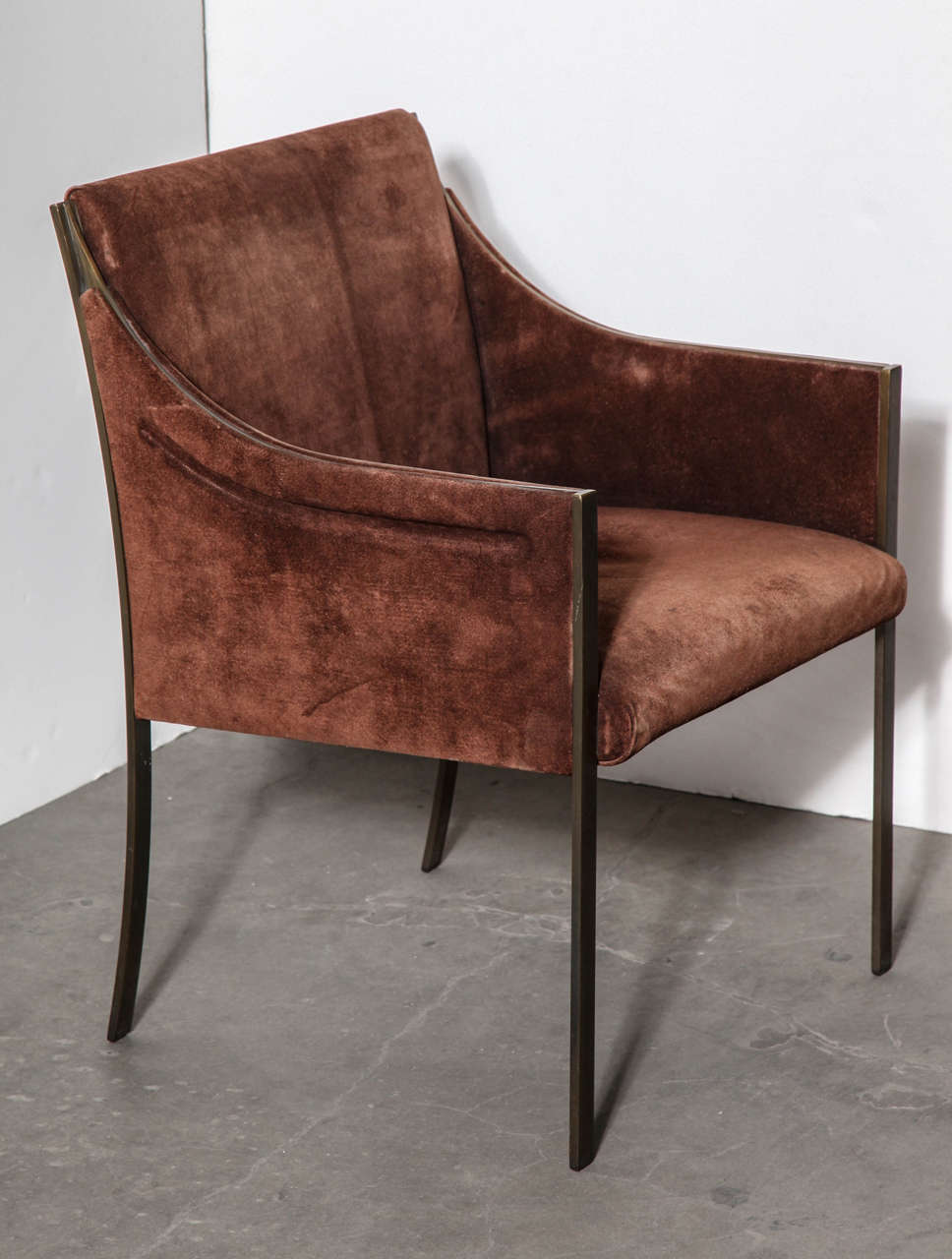 Pair of 1960s Bronze and Brown Suede Chairs at 1stDibs