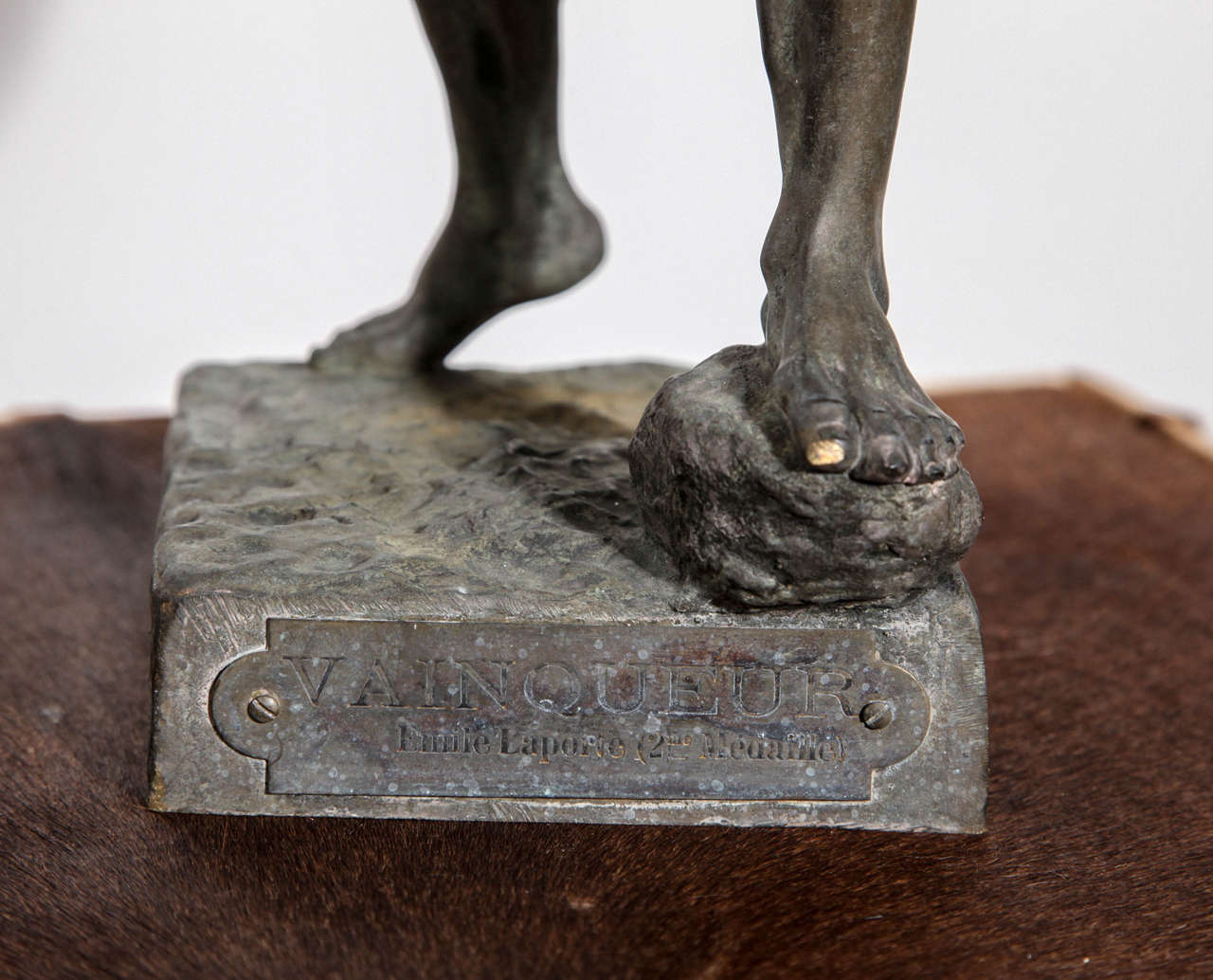 French patinated bronze figure: Vainqueur, after a model by Emile ...