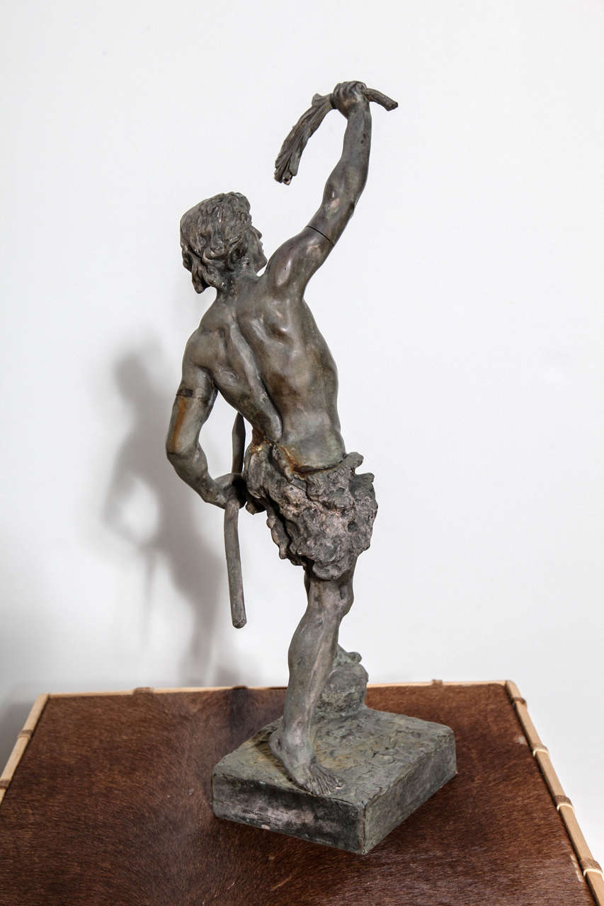 French patinated bronze figure: Vainqueur, after a model by Emile ...