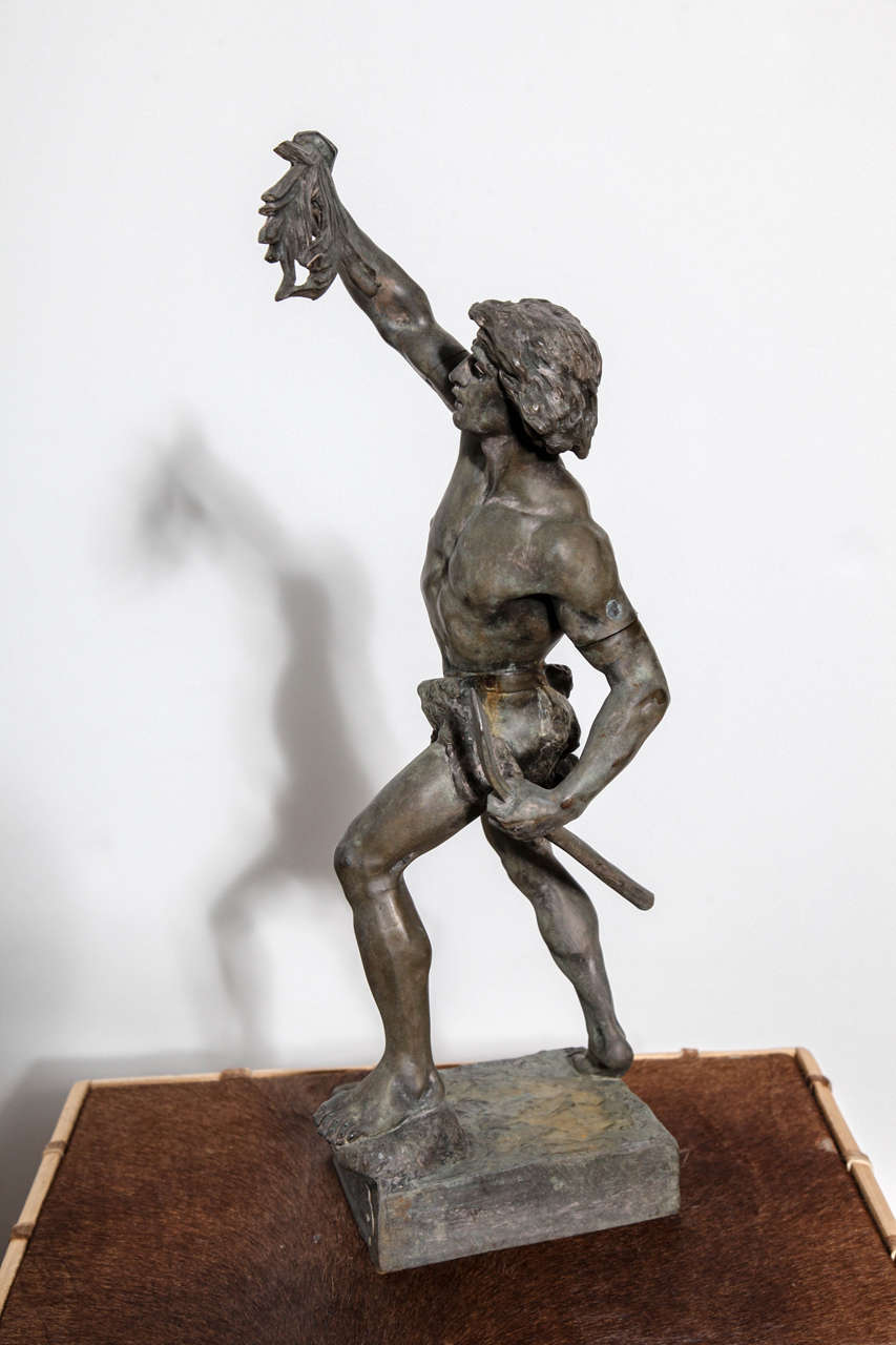 French patinated bronze figure: Vainqueur, after a model by Emile ...