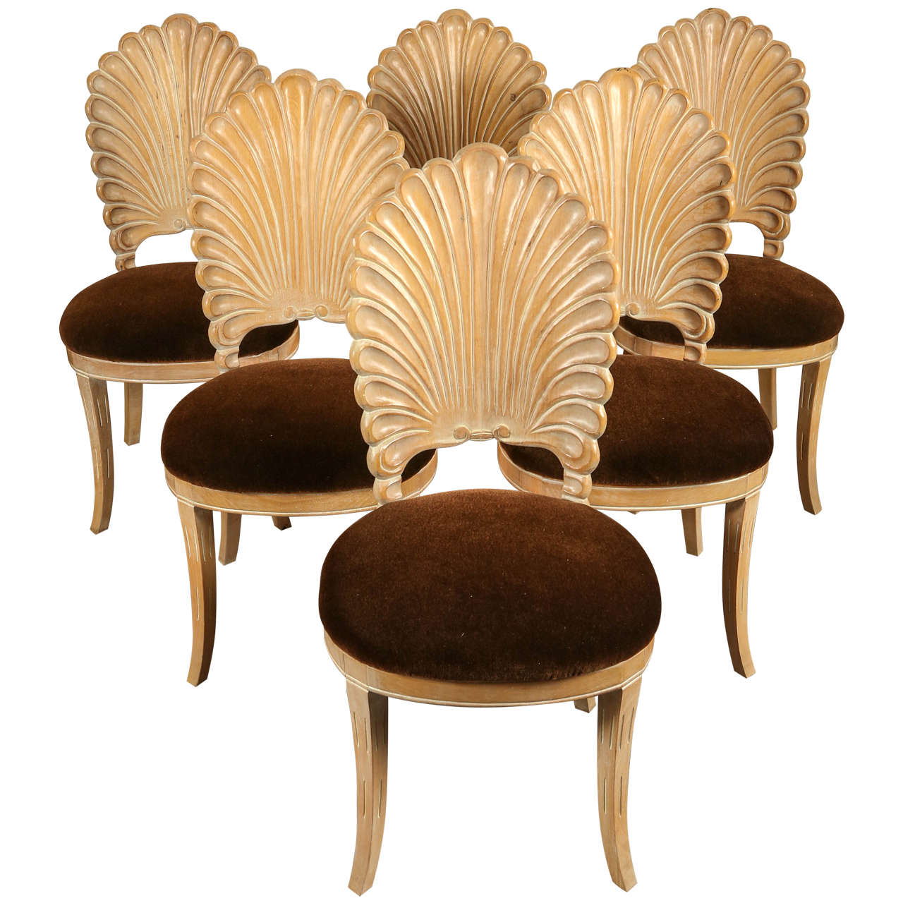 Six Italian Shell Back Carved Chairs at 1stDibs | shell back chairs ...
