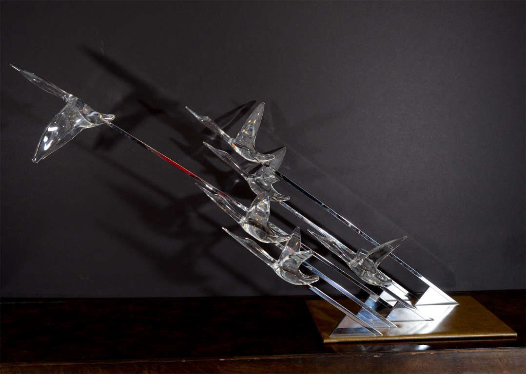 Vintage Sculpture of Birds in Flight by Daum at 1stDibs