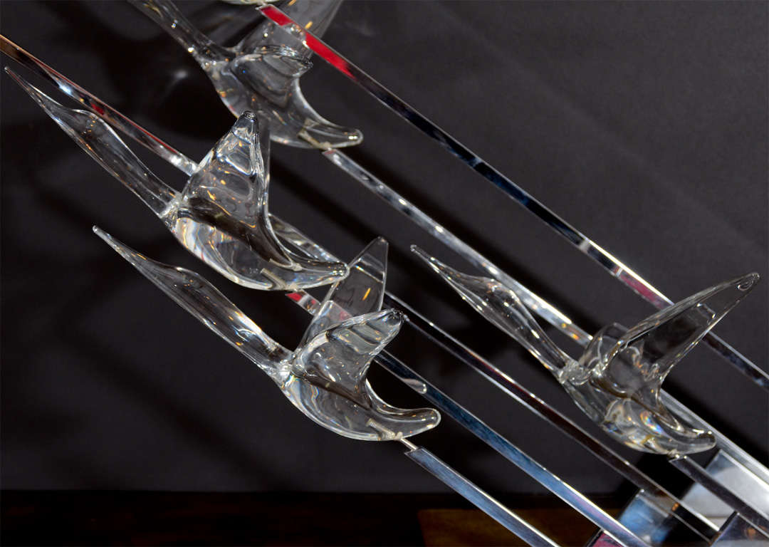 Vintage Sculpture of Birds in Flight by Daum at 1stDibs