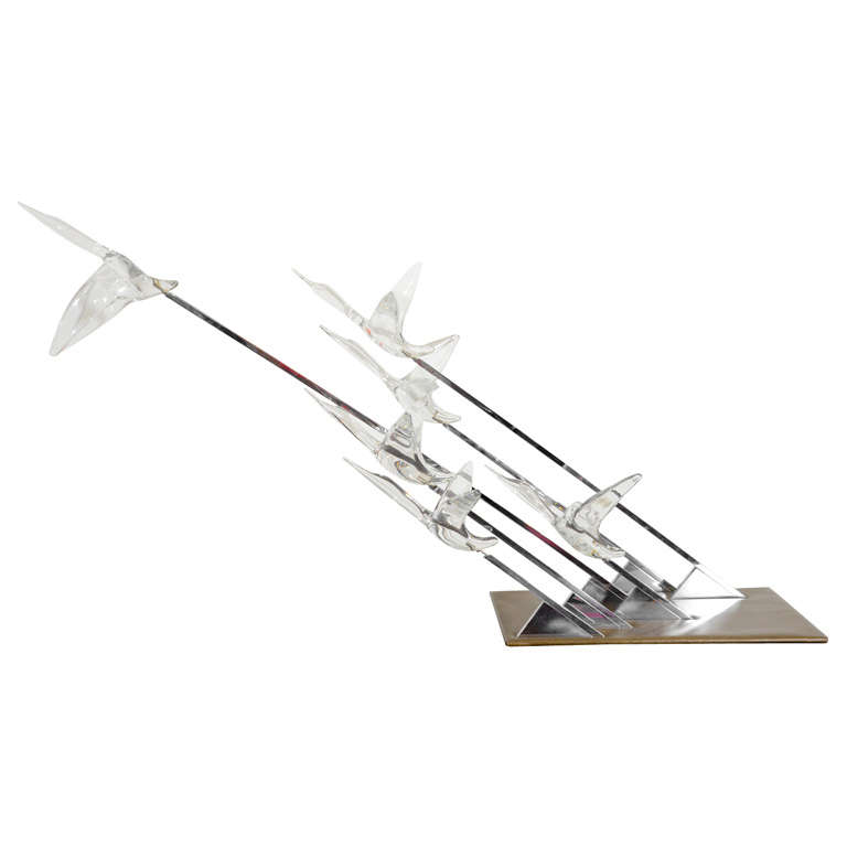 Vintage Sculpture of Birds in Flight by Daum at 1stDibs