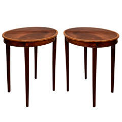 Pair of Oval Georgian Mahogany End Tables on Fluted Tapering Legs. at ...