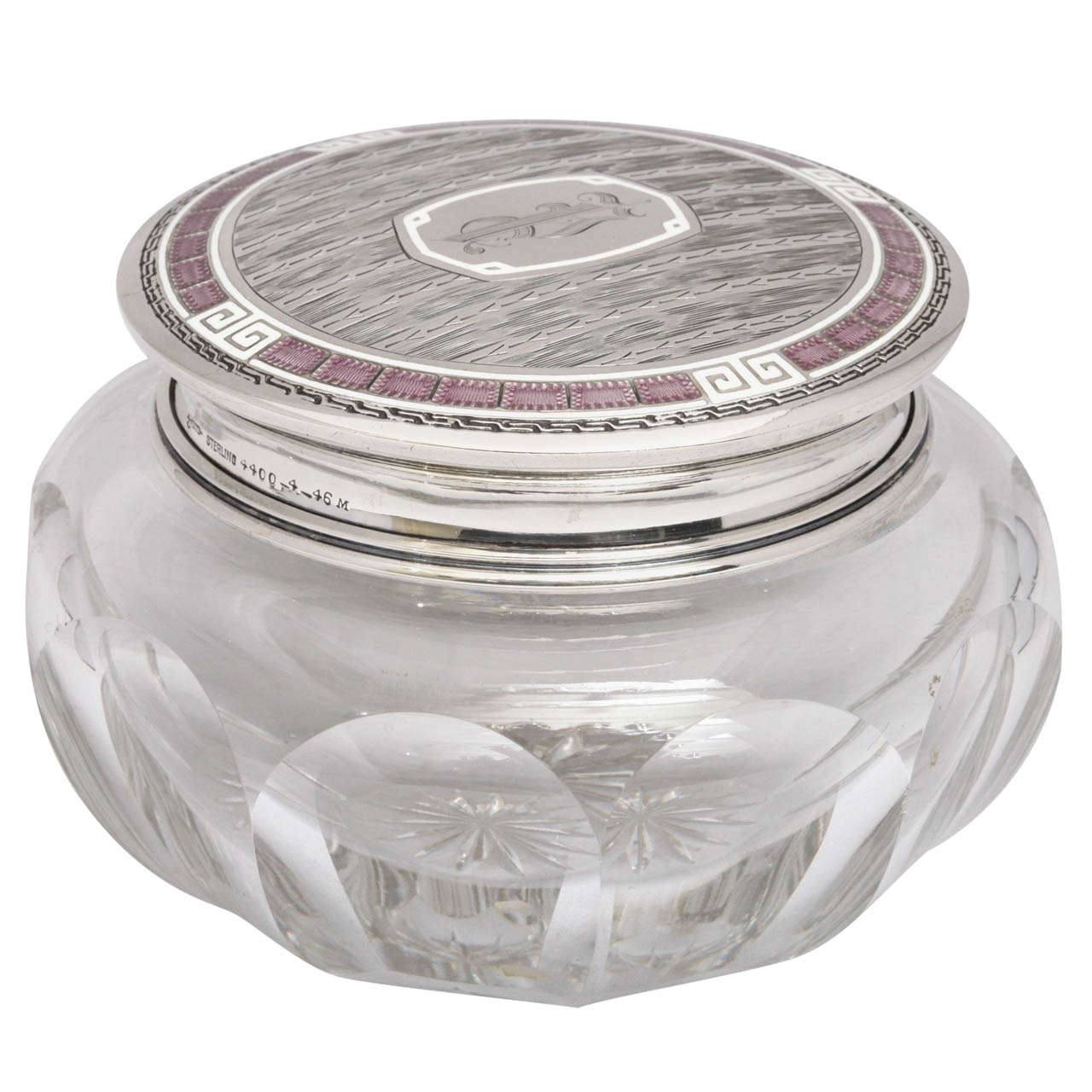 Unusual Kerr Art Deco Powder Jar Mounted By a Sterling Silver and ...