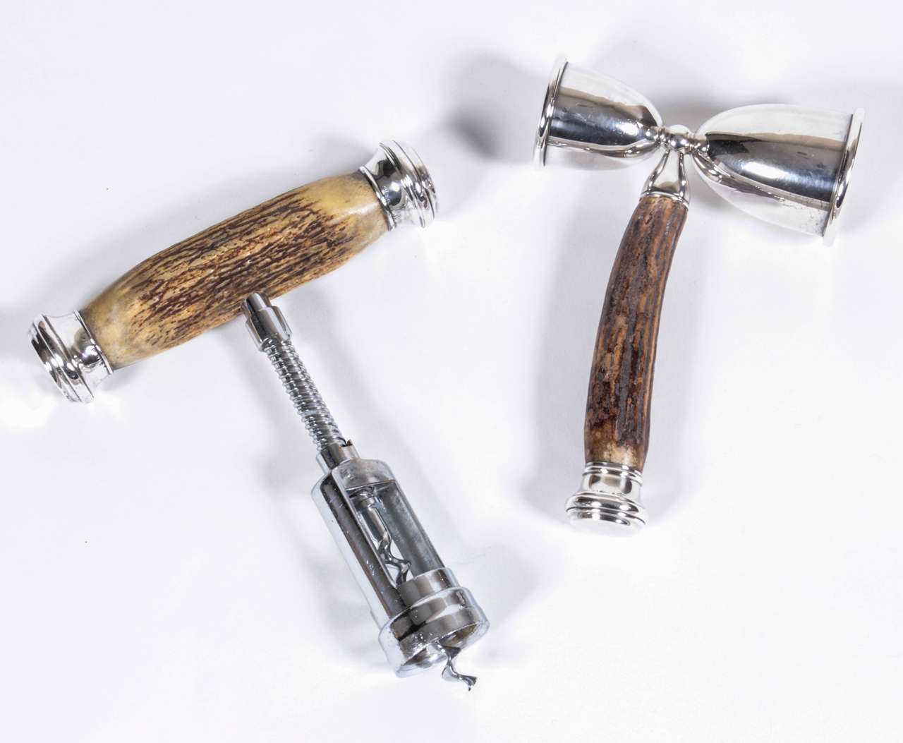 Antique Sterling and Antler Bar Accessories at 1stDibs