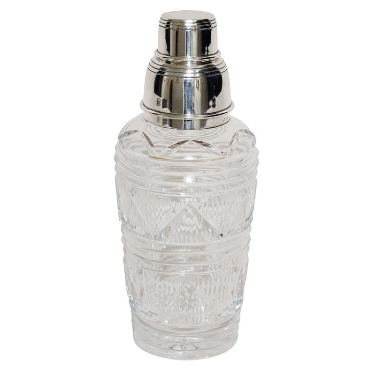 Belgian Art Deco Crystal and Silver Cocktail Shaker by Marcel Wolfers ...