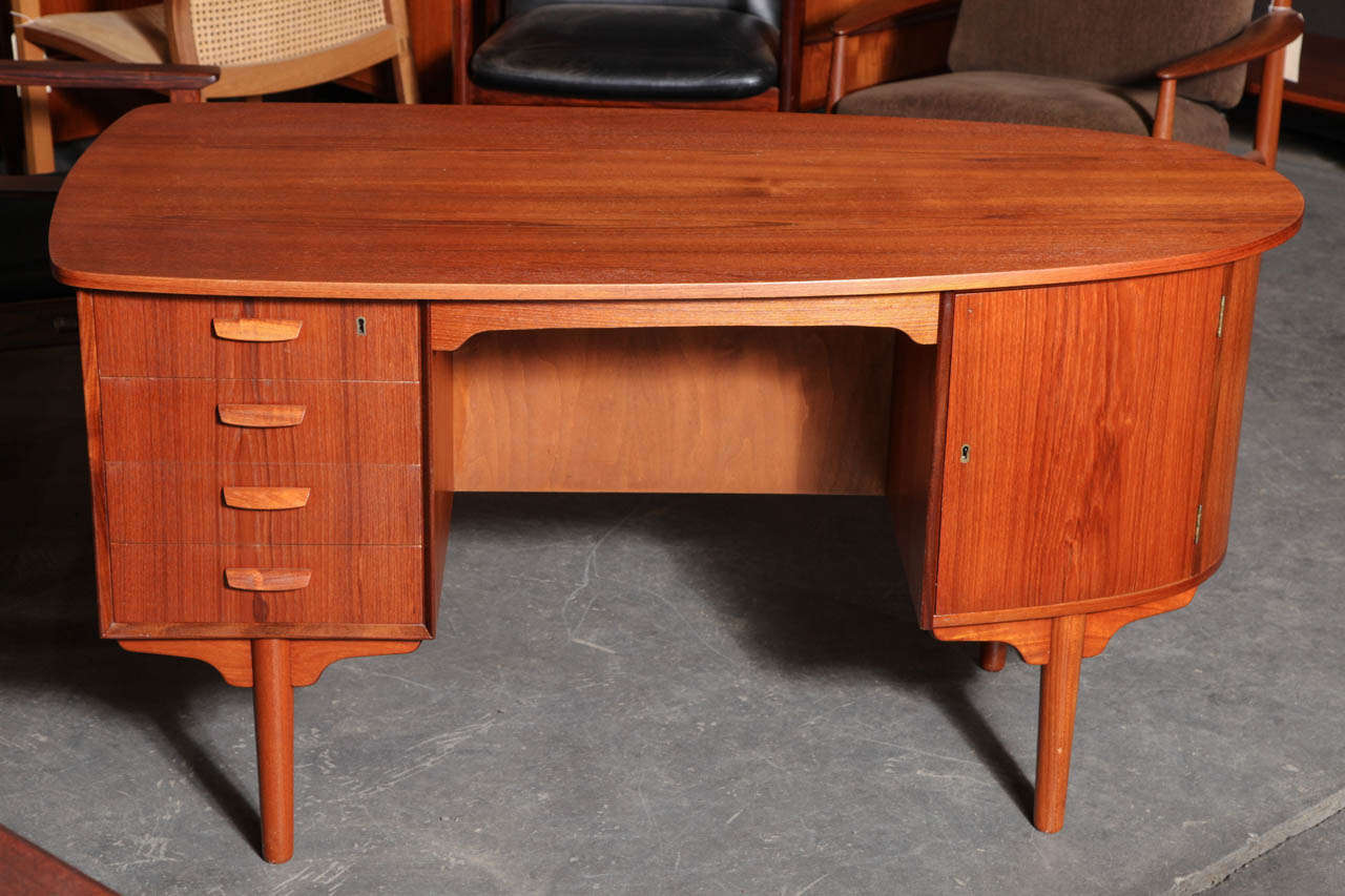 Danish Modern Atomic Era Teak Bullet-Shaped Desk at 1stDibs