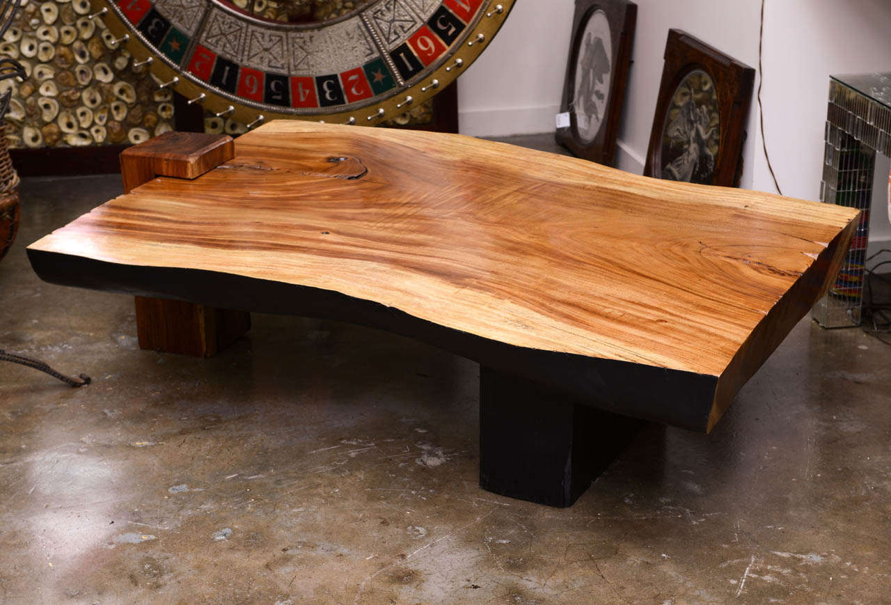 Mid Century Wood Slab Table For Sale at 1stDibs