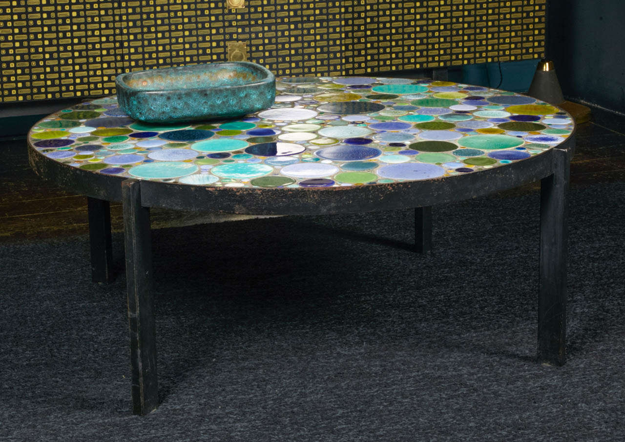 Unique and Amazing Ceramic Coffee Table circa 1950 Signed with Initials ...