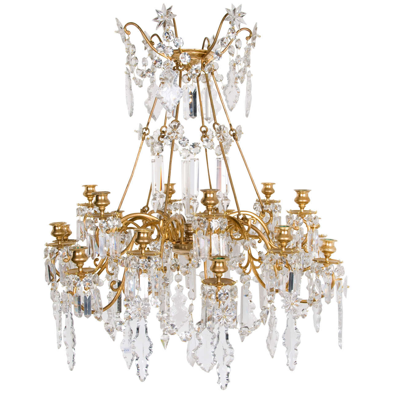 19th Century Baccarat Ormolu and Glass 18 Light Candelier For Sale at ...