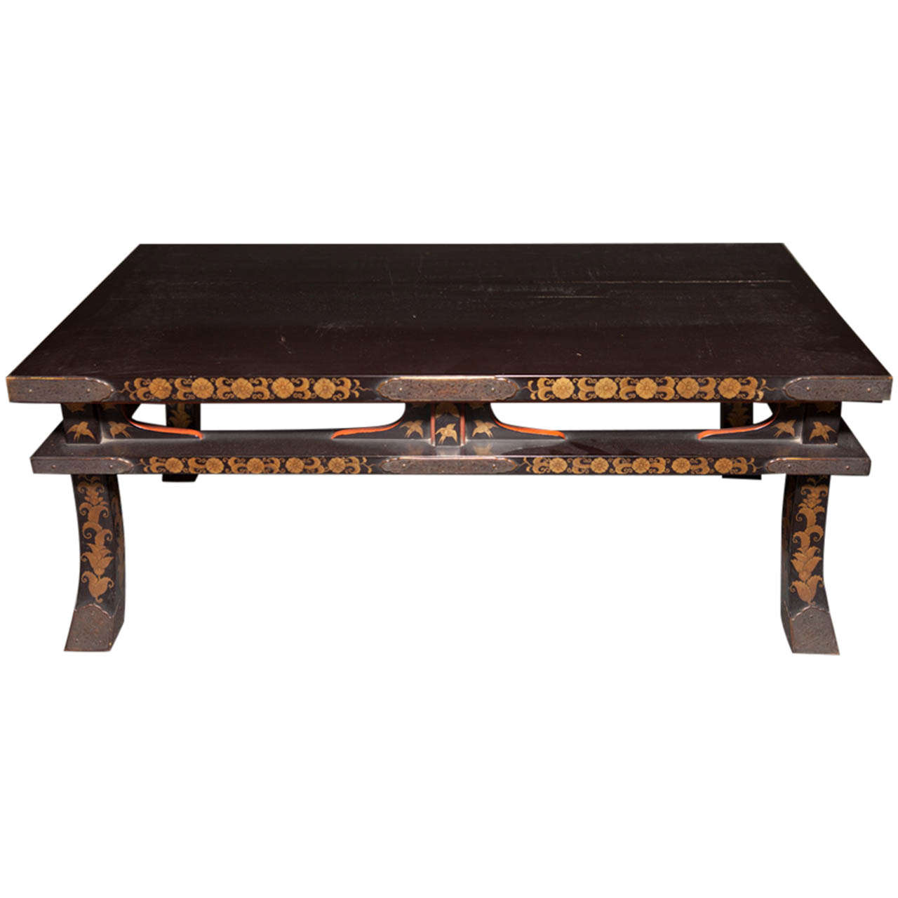 Japanese Black Lacquer Buddhist Offering Table with Gold Design of ...