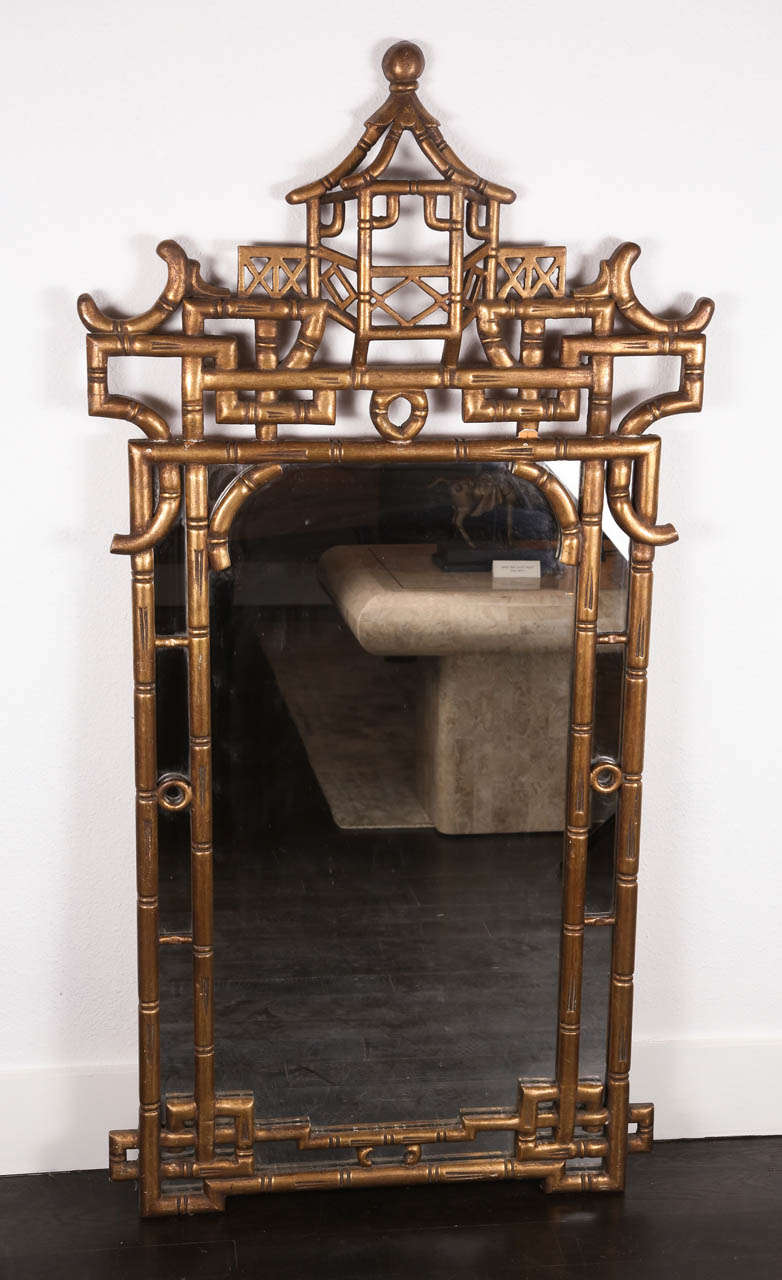 1960's Gilded Chinese Chippendale Carved Mirrors at 1stDibs