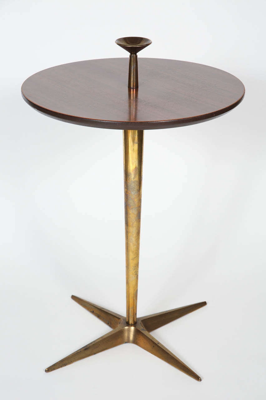 Collapsible, Brass and Wood-grain Laminate Cigarette Table for Stiffel ...