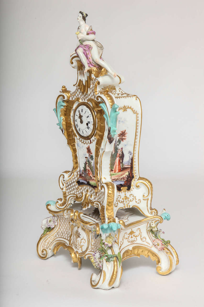 18th Century Rococo Meissen Porcelain Clock by Johann Frederick Ebelein ...