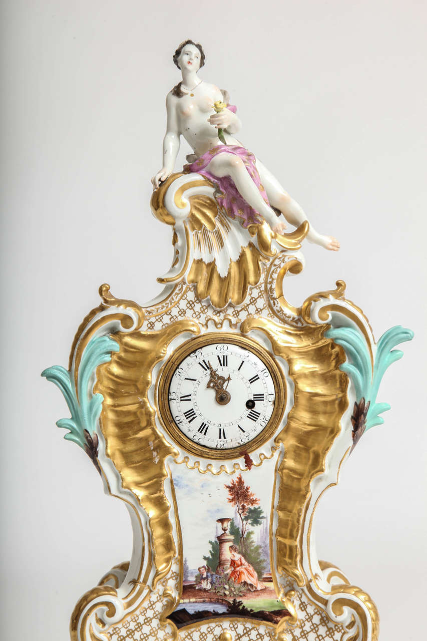 18th Century Rococo Meissen Porcelain Clock by Johann Frederick Ebelein ...
