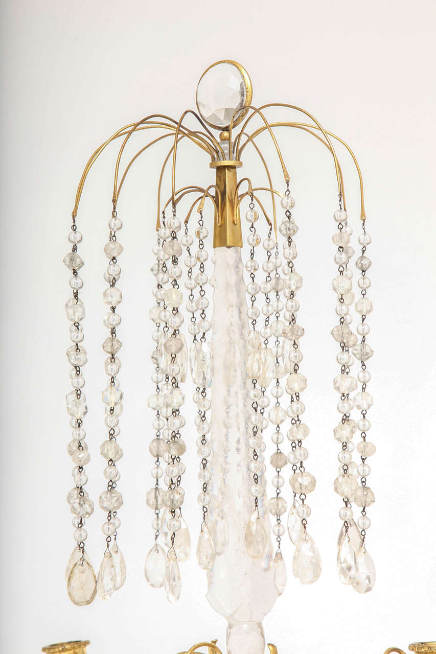 Pair of Antique Russian "Waterfall" Rock Crystal and Doré Bronze ...
