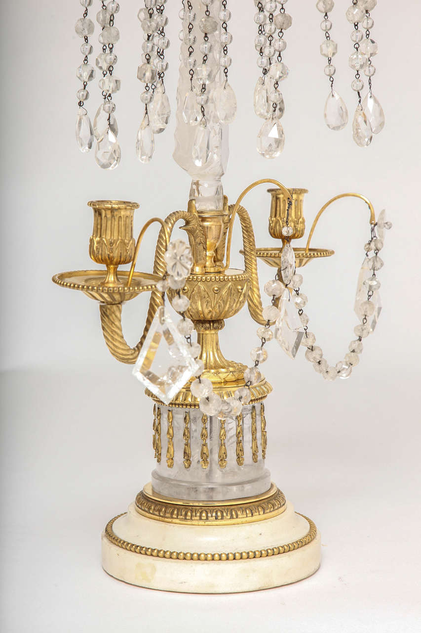 Pair of Antique Russian "Waterfall" Rock Crystal and Doré Bronze ...