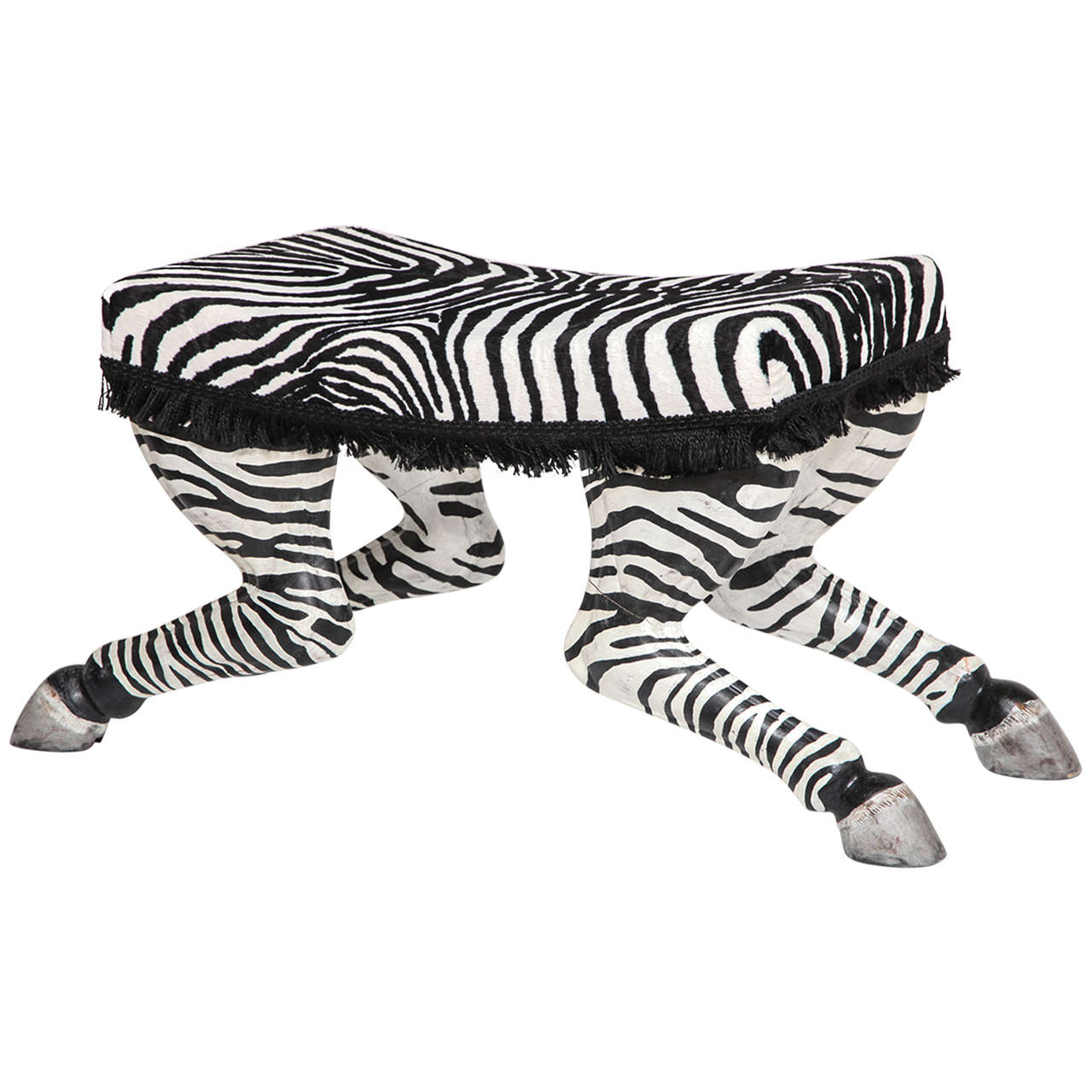 French Louis XIV Style Stool Covered in Zebra Hide at 1stDibs