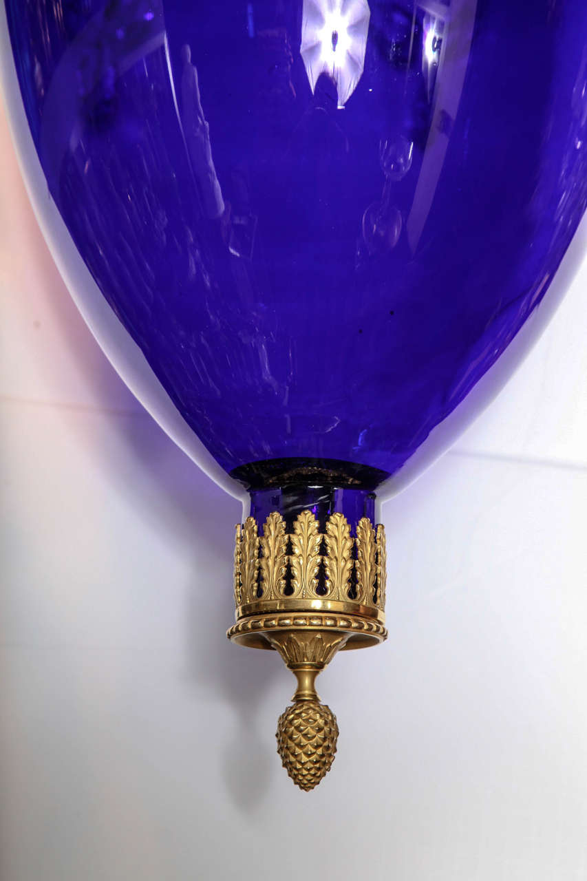 Russian Neoclassical Cut-Glass, Cobalt Blue Glass Chandelier or Lantern ...