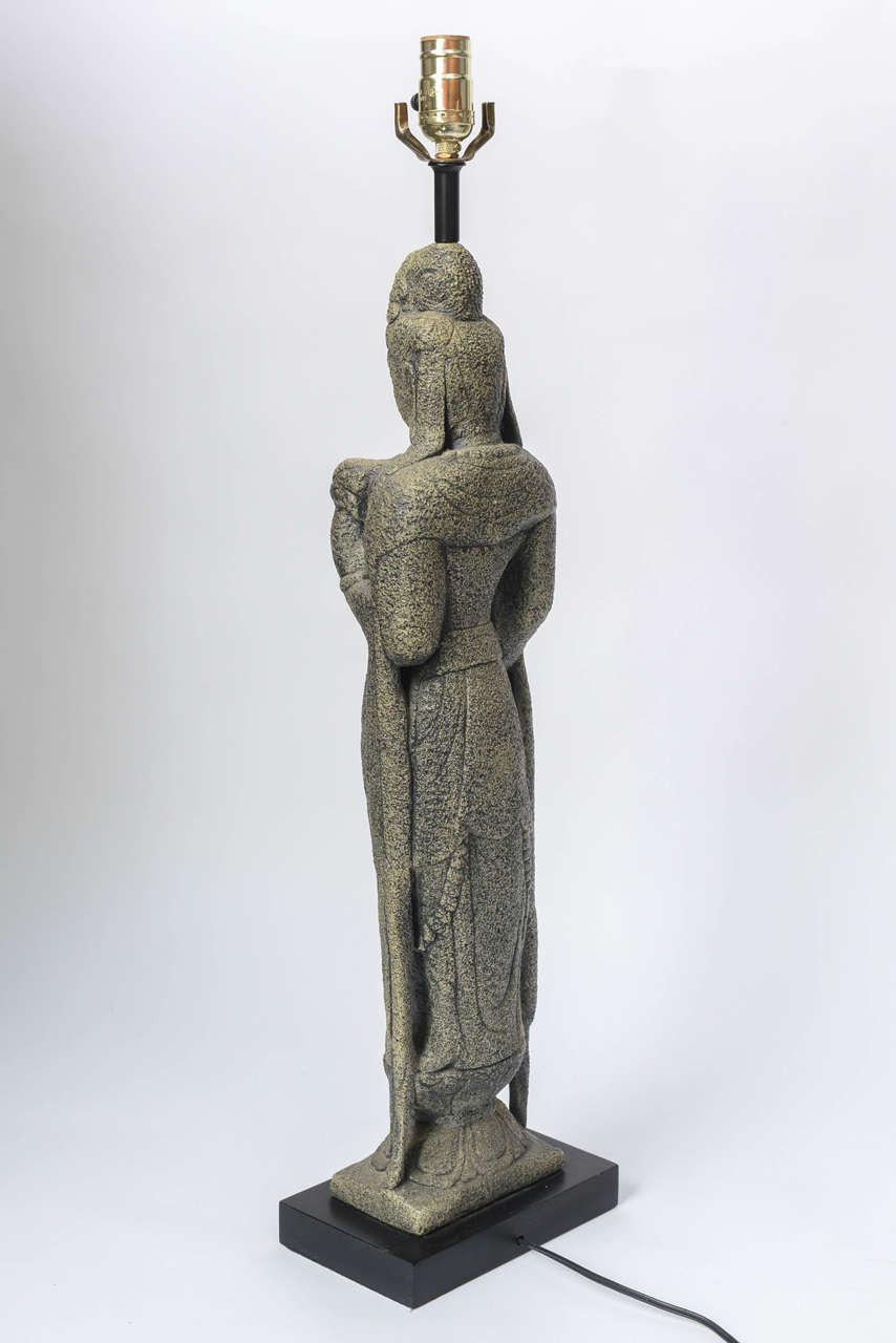 Pair of Vintage Antiqued Kwan Yin Statue Table Lamps at 1stDibs | kwan ...