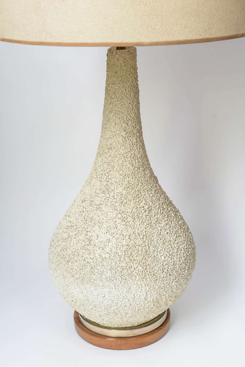 Tall Pair of Mid-Century Modern Danish style Pottery textured Lamps at ...