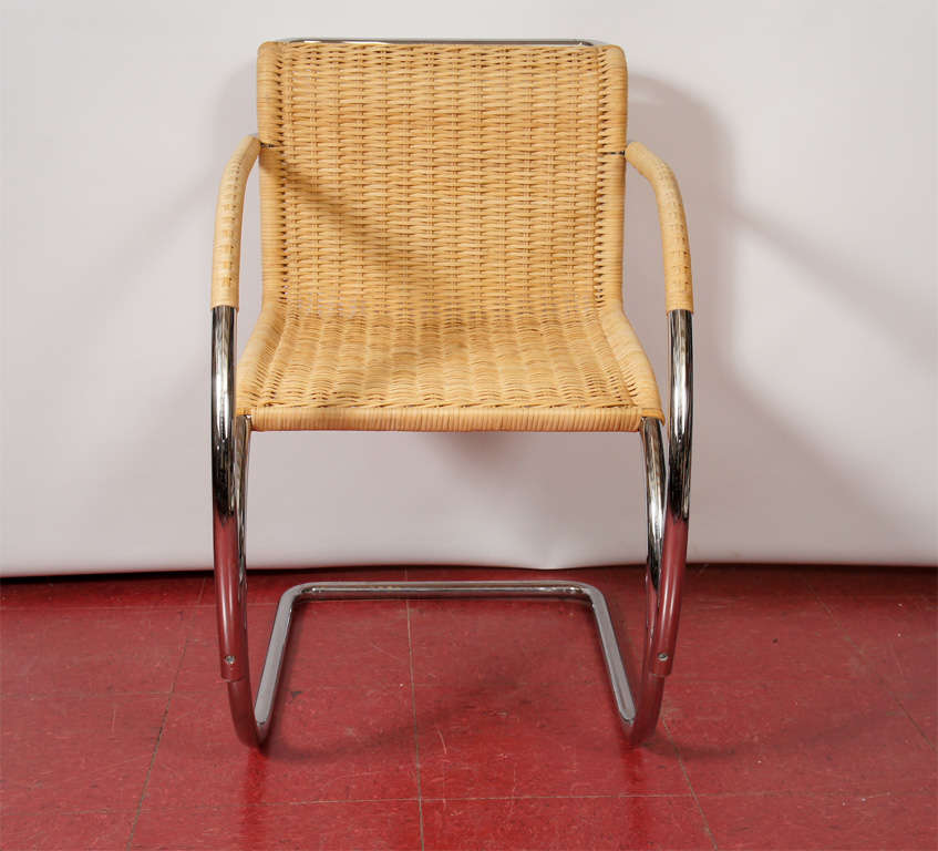Mies Van Der Rohe Style Wicker and Chrome Arm Chair at 1stDibs | mies ...