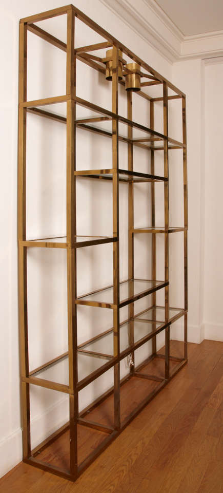 Large gilt brass shelves or bookcase. at 1stDibs