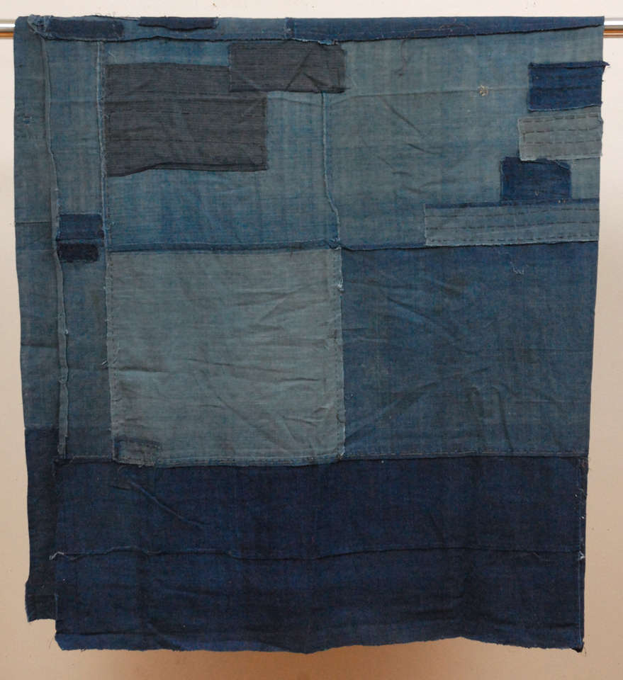 Japanese Indigo Cotton Boro Panels at 1stDibs