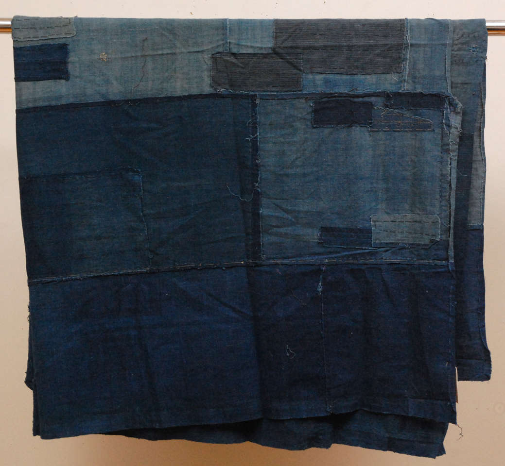 Japanese Indigo Cotton Boro Panels at 1stDibs