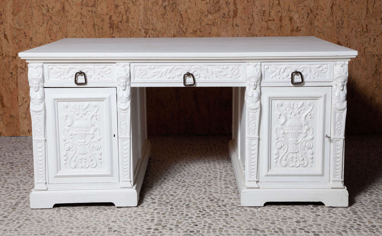 White Painted Partners Desk at 1stDibs