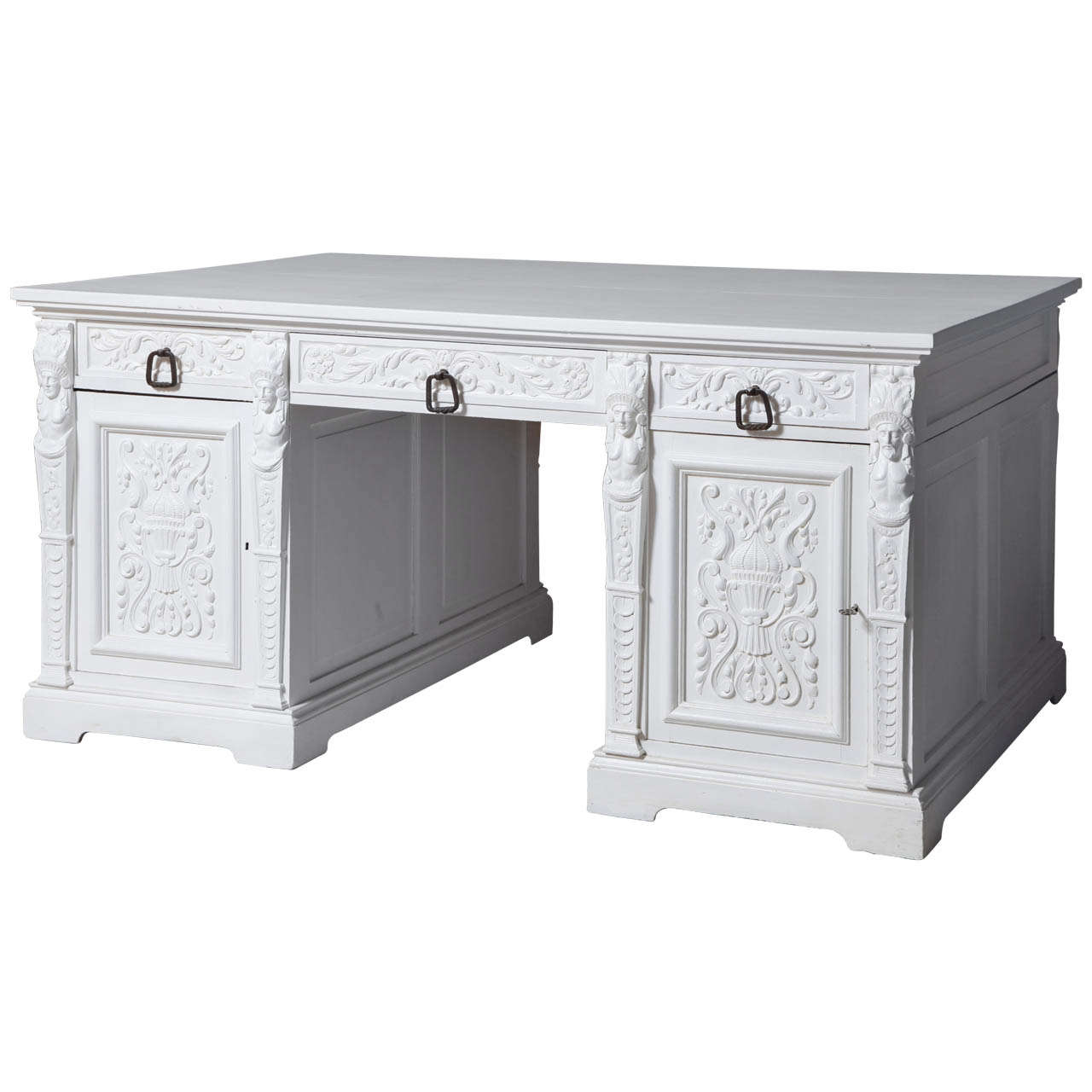 White Painted Partners Desk at 1stDibs