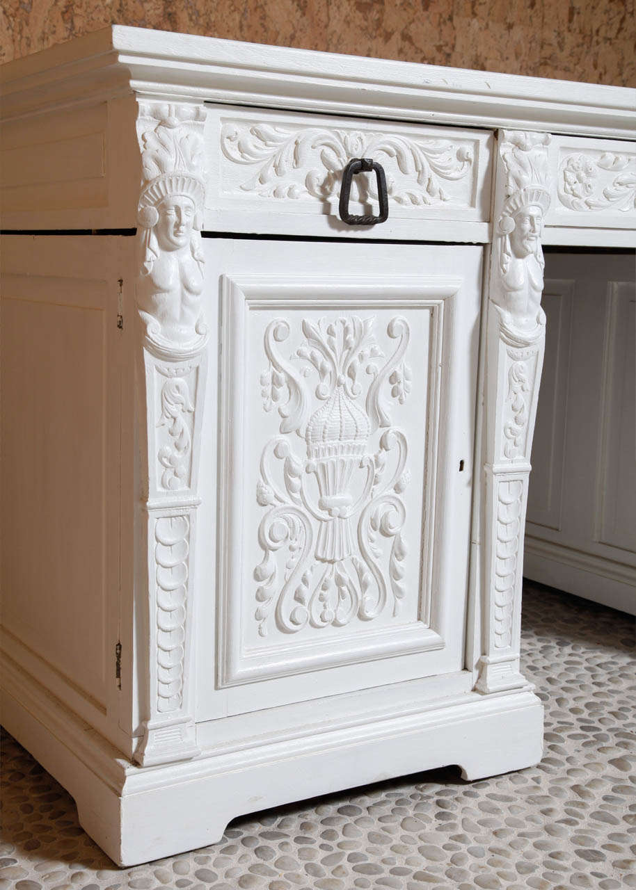White Painted Partners Desk at 1stDibs