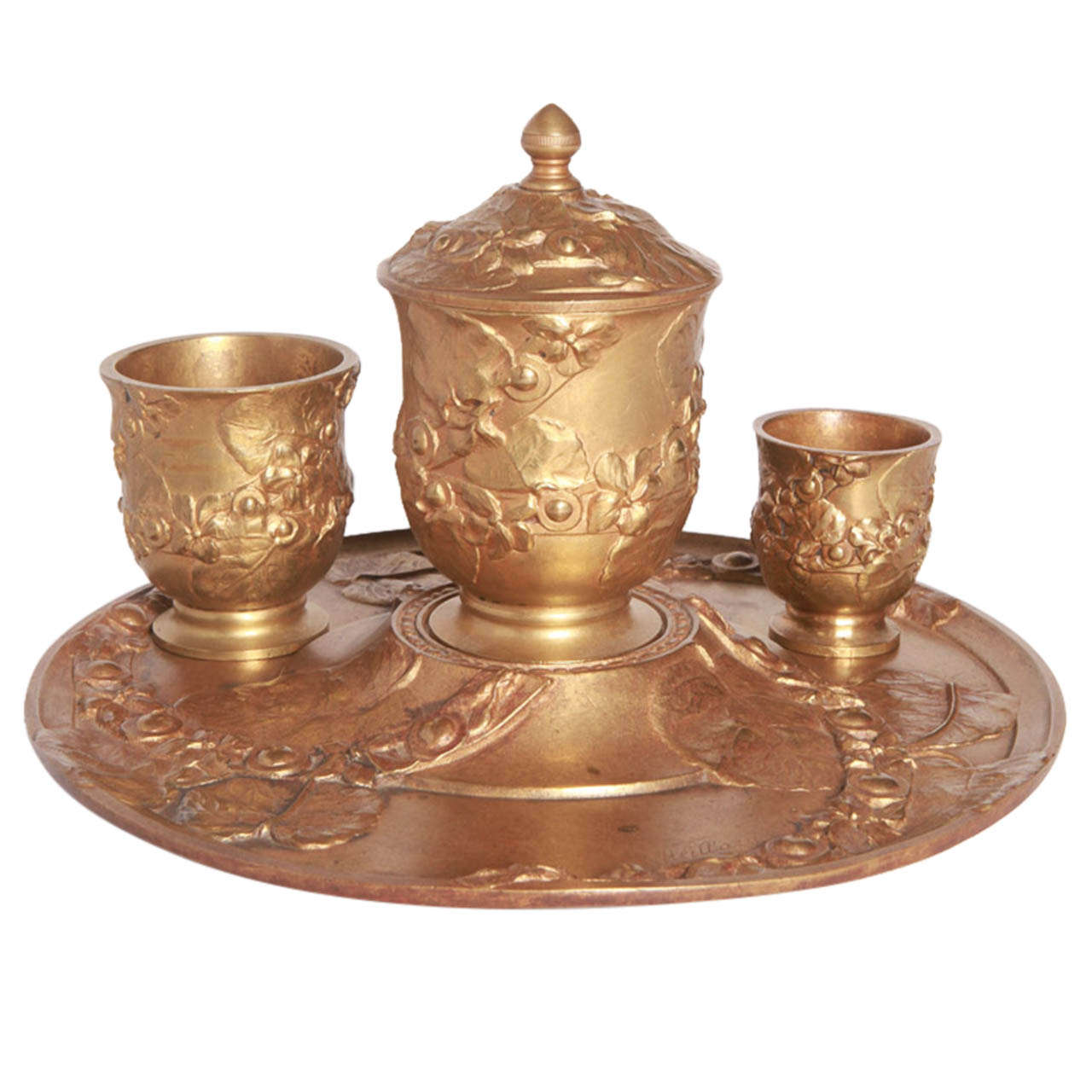 French Art Nouveau Bronze Inkwell For Sale at 1stDibs