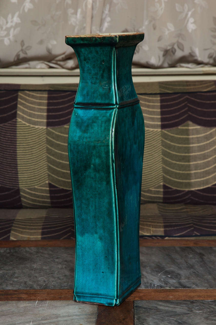 Antique Chinese deep turquoise vase For Sale at 1stDibs