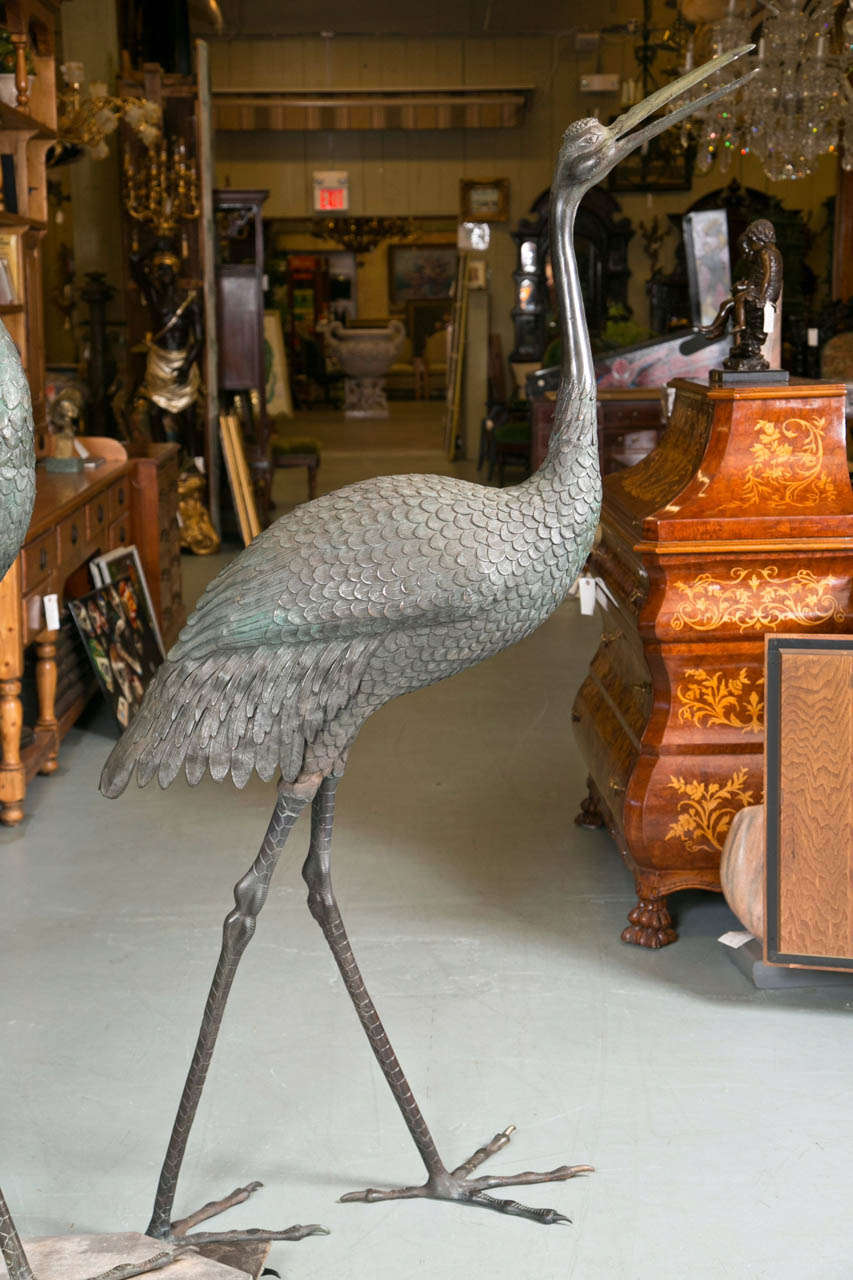 Vintage Large Pair of Tall Bronze Cranes / Storks at 1stDibs | bronze ...