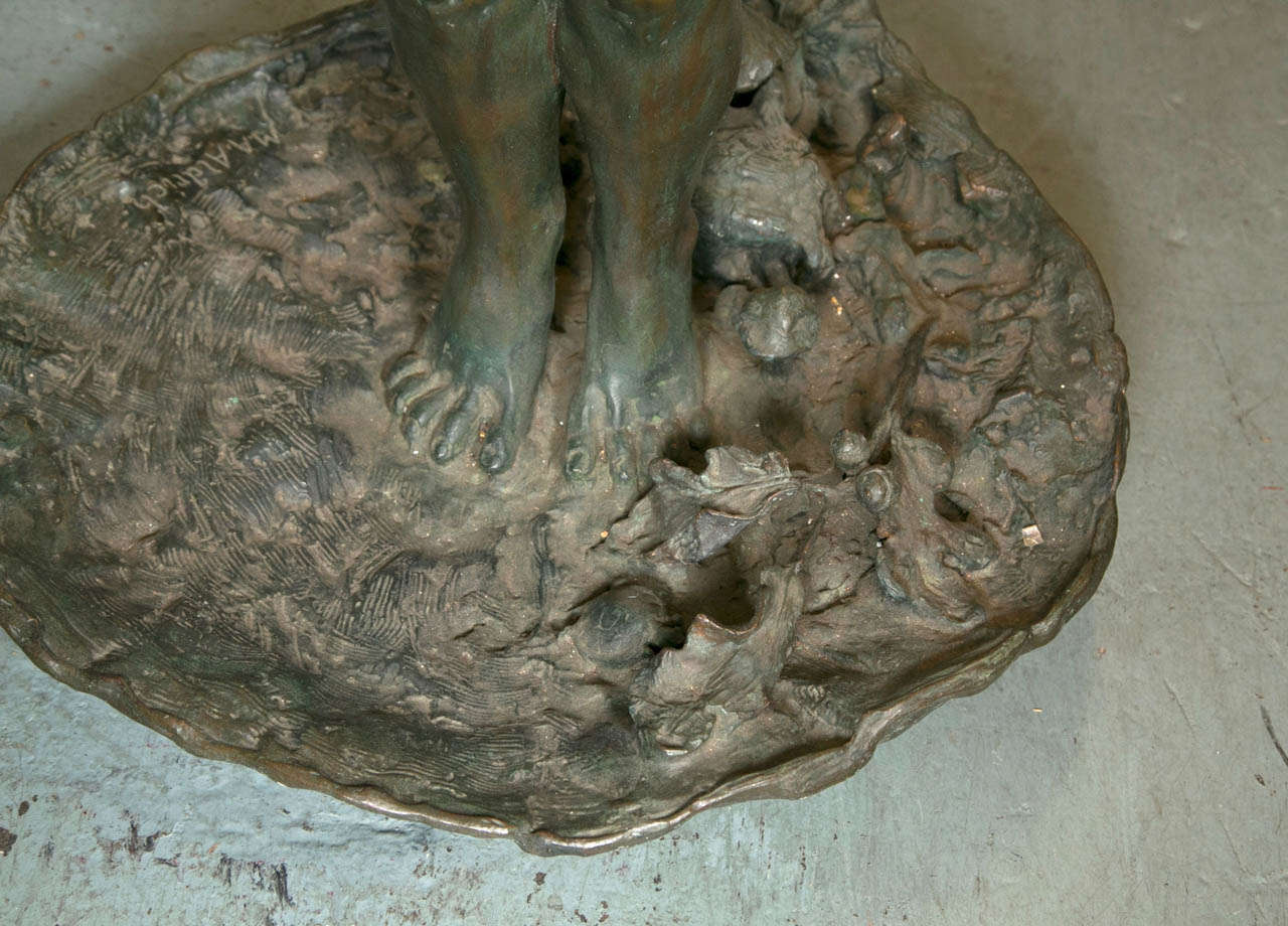 Signed Antique Nude Statue Bronze Boy With Flutes For Sale At 1stdibs 0355