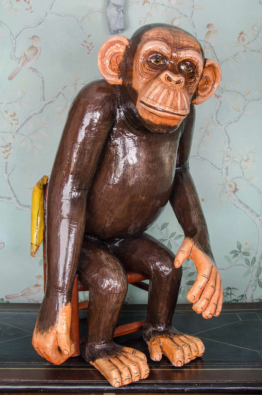 Lifesize Paper Mache Sculpture of a Seated Monkey by Sergio Bustamante ...