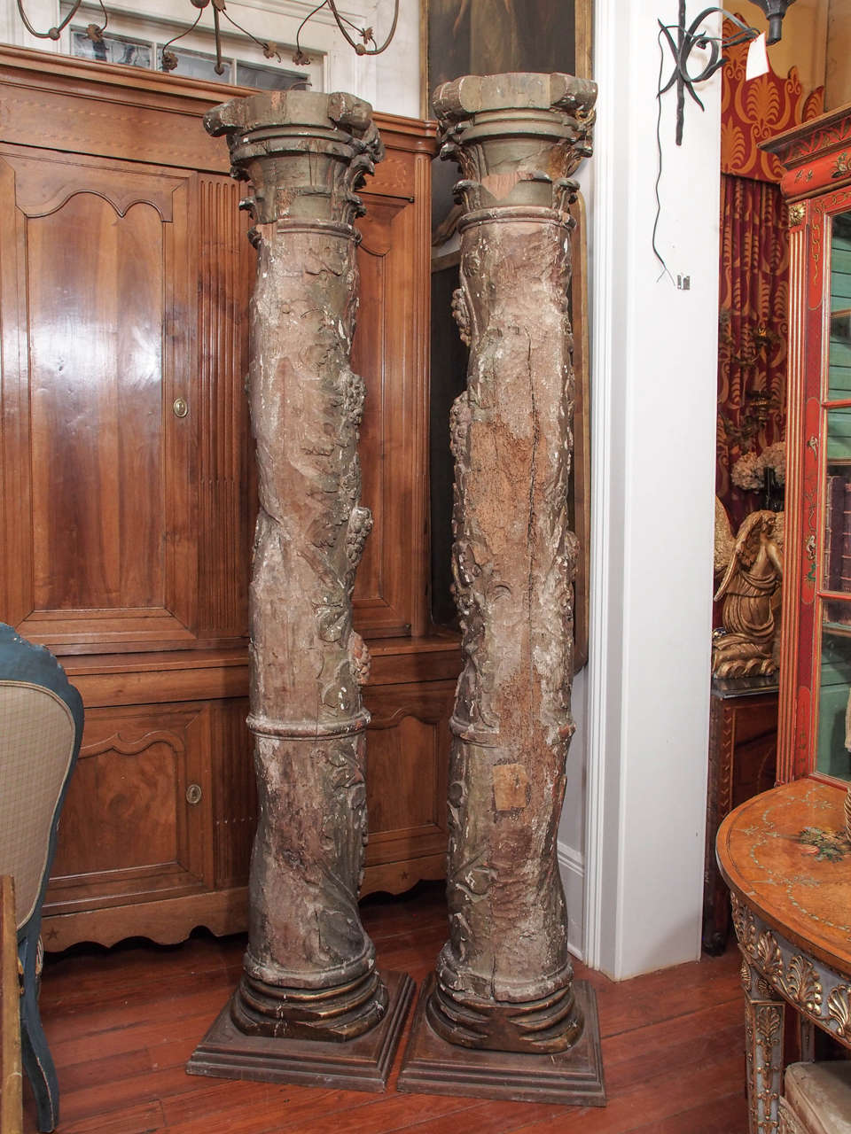 Pair of 17th Century Solomonic Columns For Sale at 1stDibs