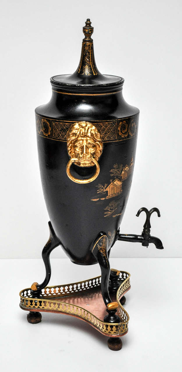 Black Lacquered Pewter Hot Water Pot, Dutch, circa 1820 at 1stDibs