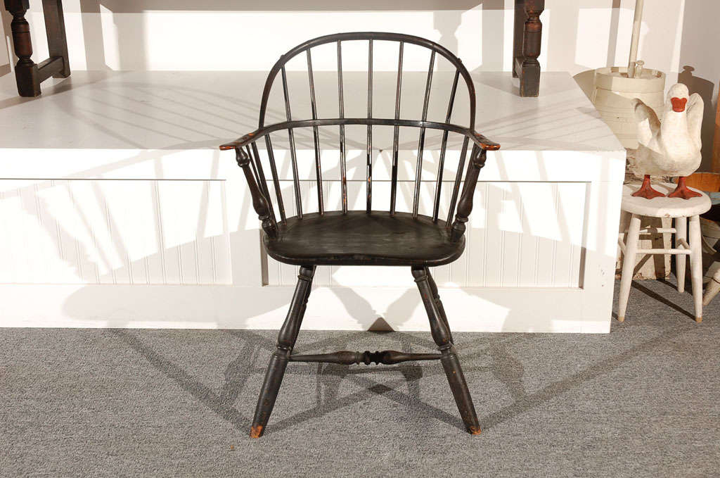 18thc New England Hoop Back Windsor Chair In Original Dk.surface at ...
