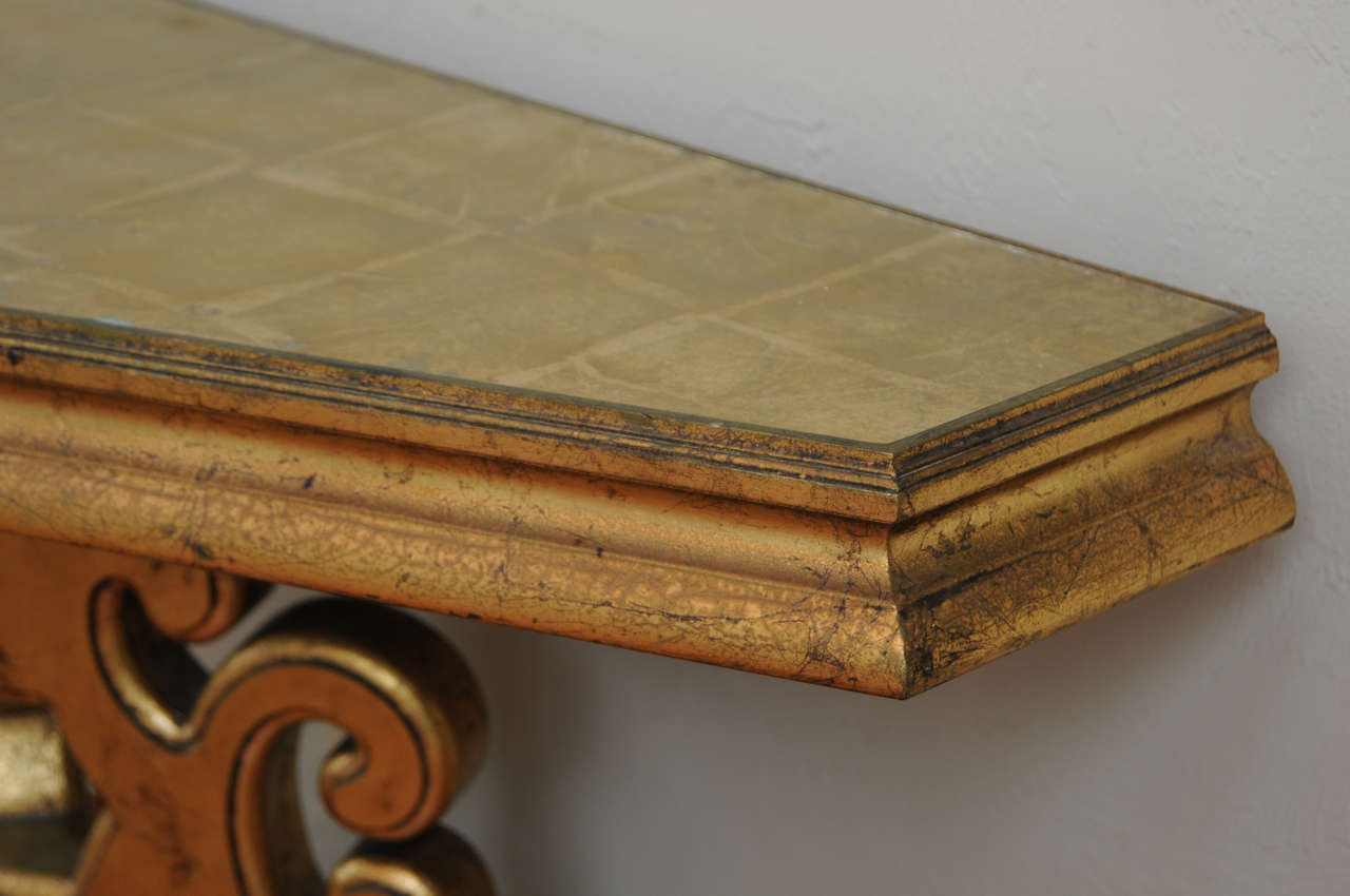 Gold Leaf Console Table in the Manner of James Mont For Sale at 1stDibs ...