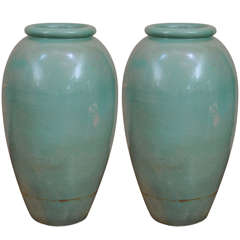 Pair of Large-Scale Pottery Urns Attributed to Bauer Pottery ...