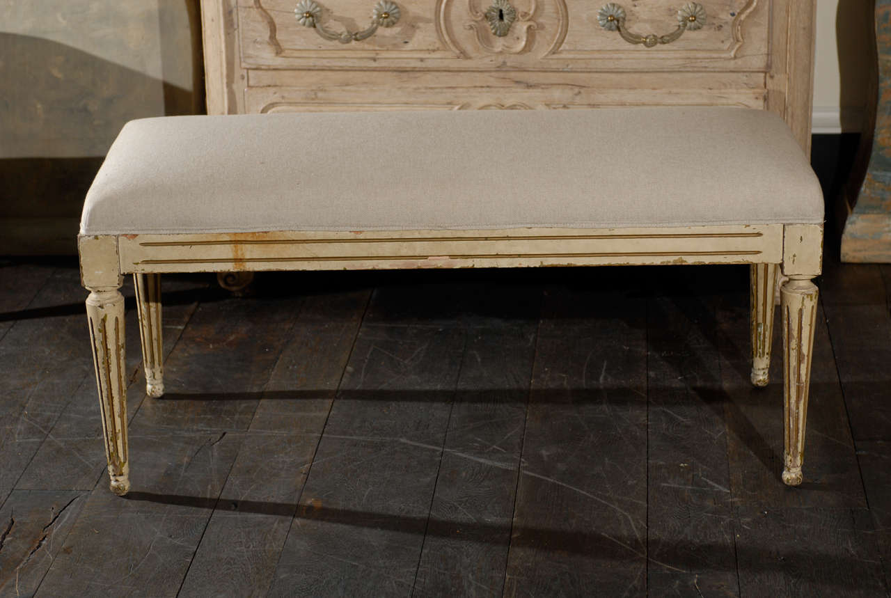 French 19th Century Louis XVI Style Upholstered Bench at 1stDibs ...