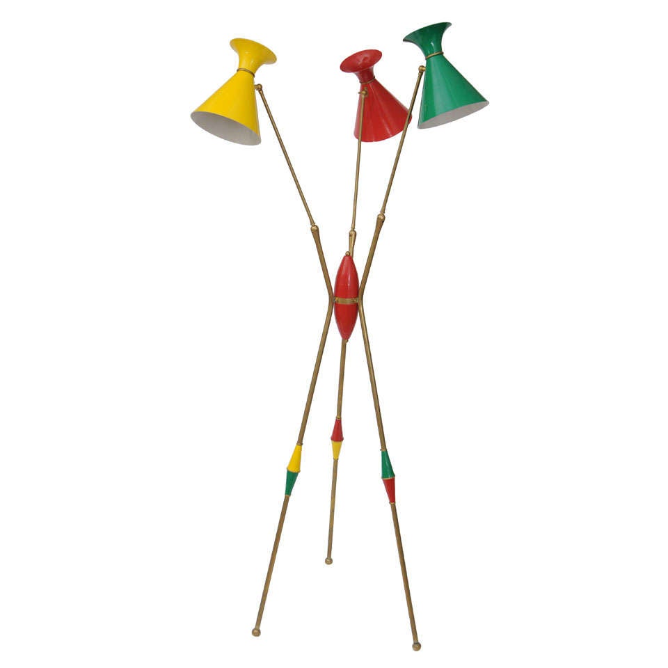 Unique Mid-Century Modern Three-Headed Swivel Floor Lamp For Sale at ...